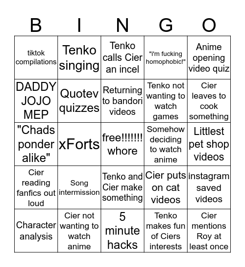 RABBIT HELL Bingo Card