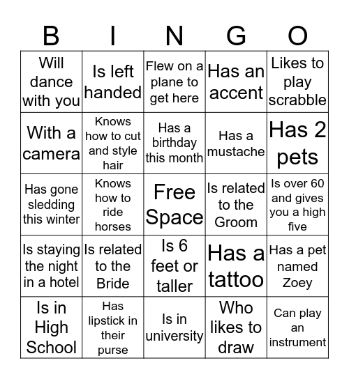 People Bingo- Find Someone who... Bingo Card