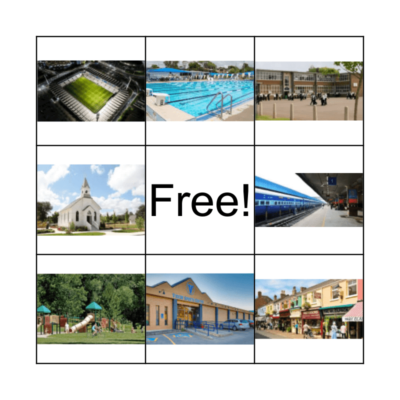 Places Bingo Card