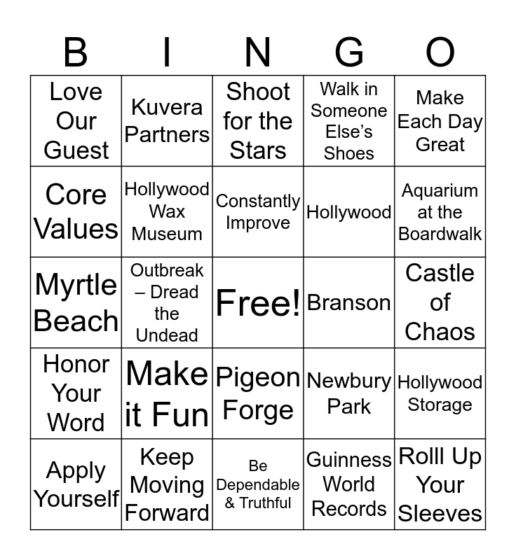 Kuvera Fun Committee Bingo Card