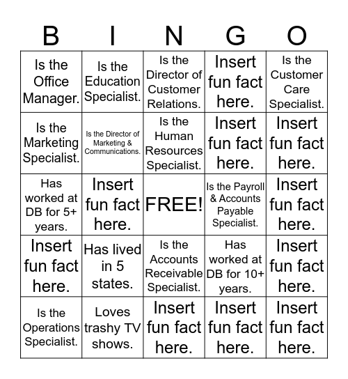 Doodle Bugs! Fun Facts BINGO Card