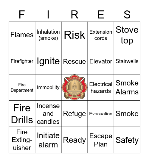 Savannah Fire Department Bingo Card