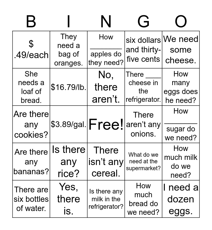 Unit 7 Bingo Card