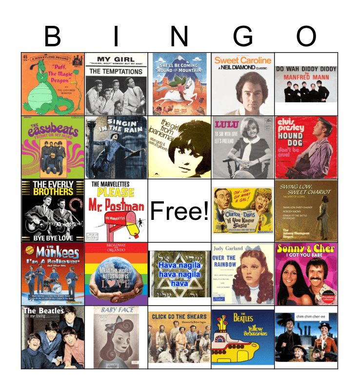 Sing Along Bingo Card