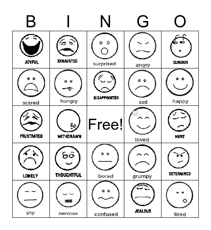 Feelings Bingo Card