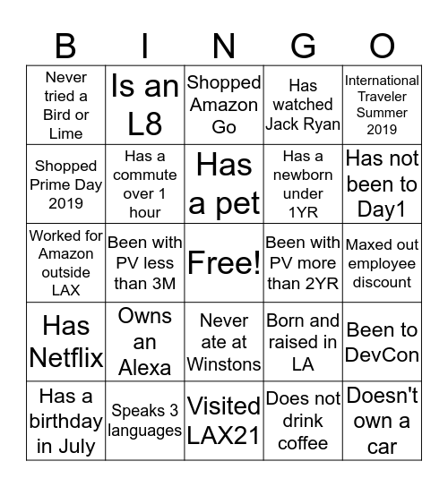 Amazon Prime Video Bingo Card Amazon Prime Video Bingo Card