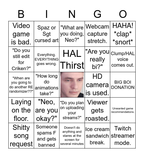 Neocranium stream Bingo Card