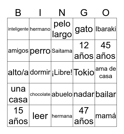 Presentación de Español Bingo Card