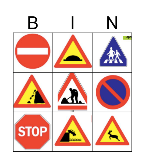 Traffic Signs Bingo Card