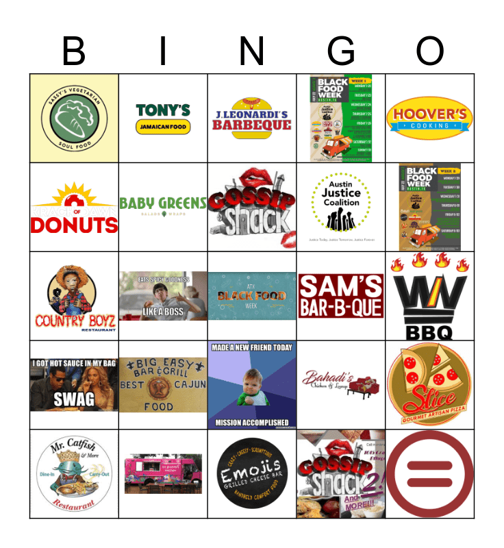 ATX Black Food Week 2019 Bingo Card