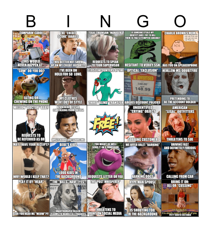 Call Center Chaos Bingo Card