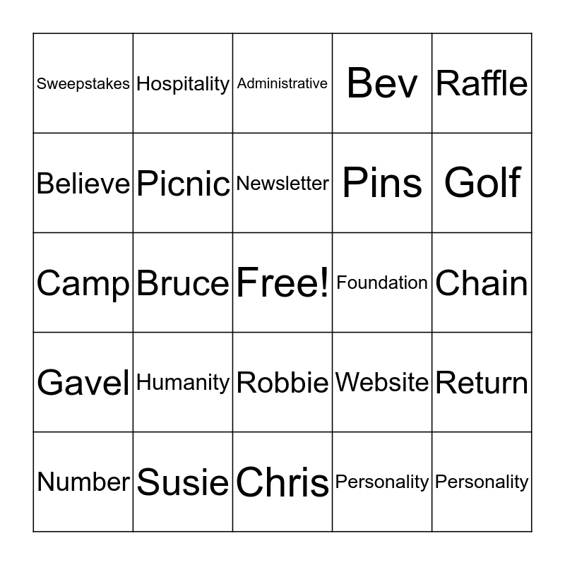 Senate Bingo Card