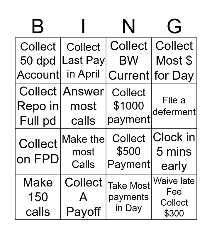 Friday *Bing* Fun! Bingo Card