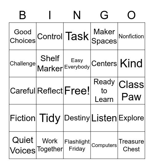 Library Lingo Bingo Card