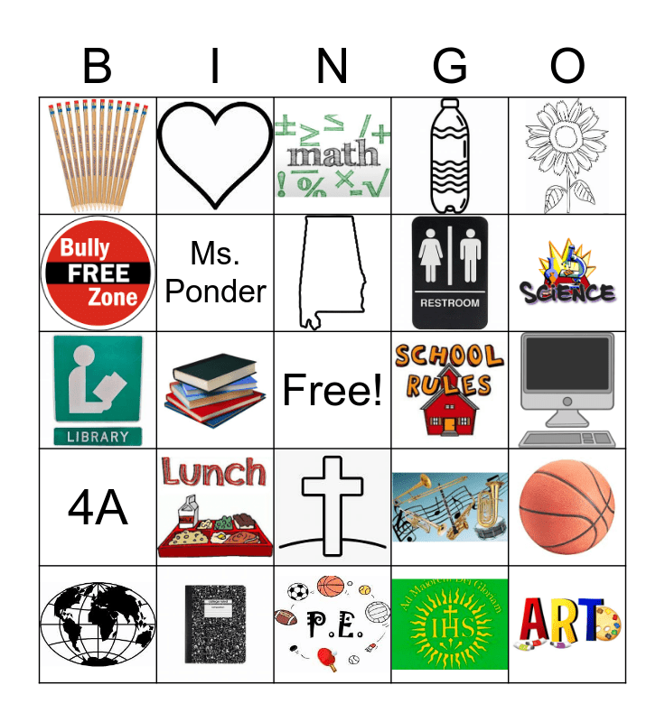 Welcome to 4th Grade! Bingo Card
