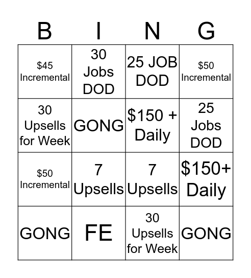 August Bingo Card