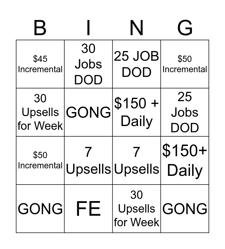 August Bingo Card