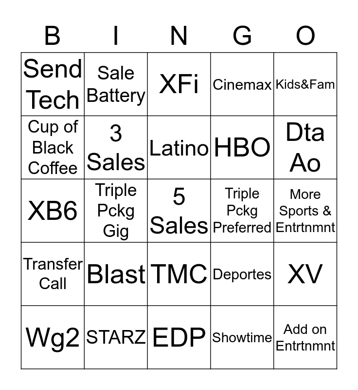 Telesales Bingo Card