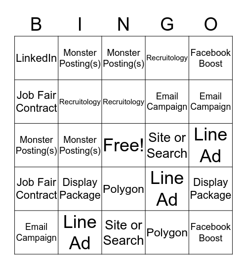Recruitment Bingo Bingo Card