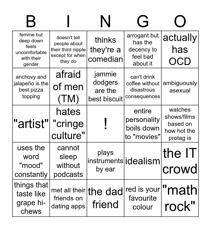 gemma's super cool bingo card (@jodiewhitakker) Bingo Card