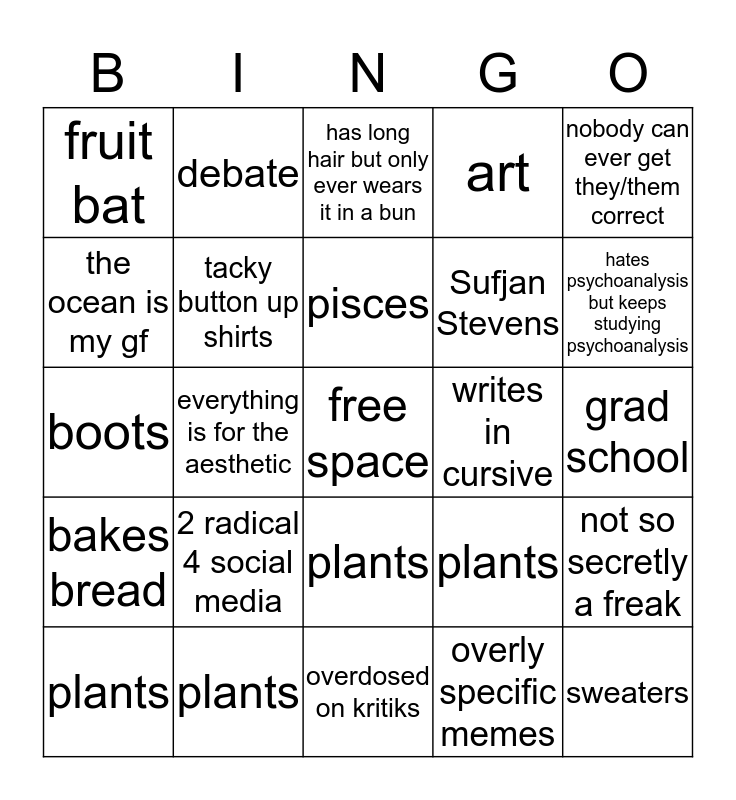 oliver Bingo Card