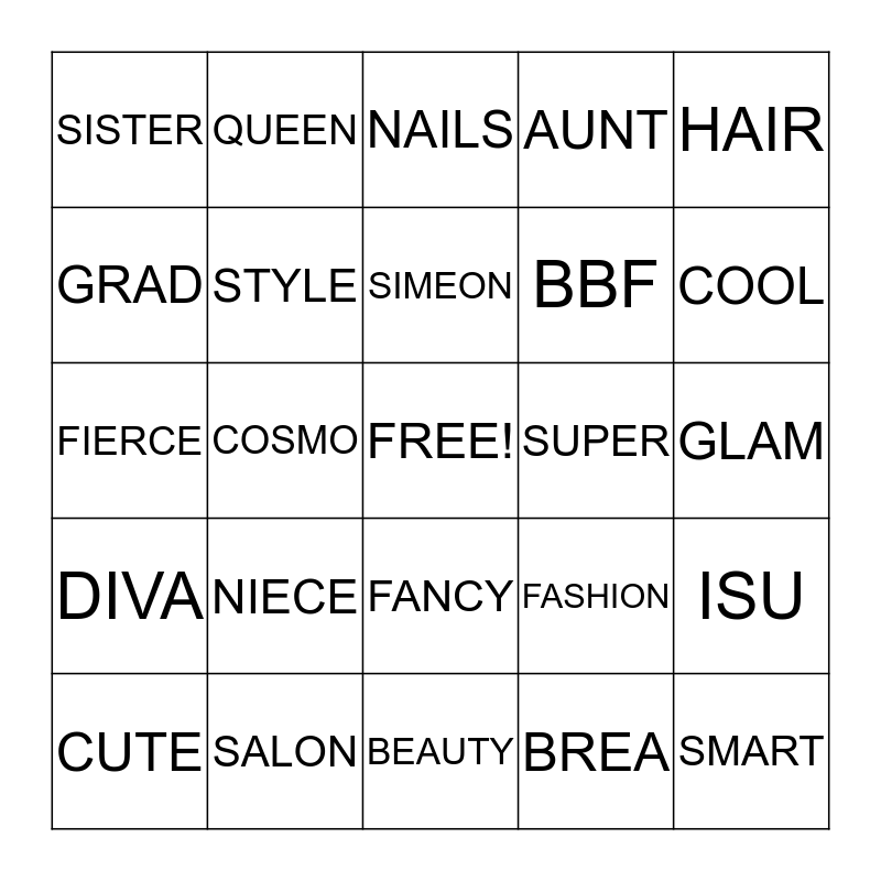 QUEEN BREA Bingo Card