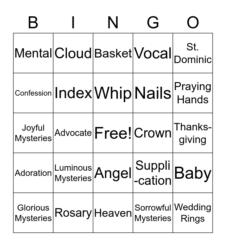 Spiritual Devotion Bingo Card
