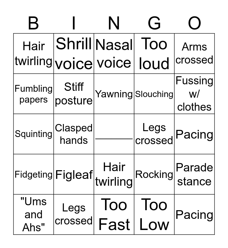 PRESENTATION Bingo Card