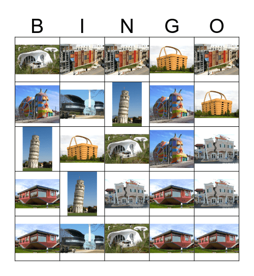 Unique Buildings Bingo Card