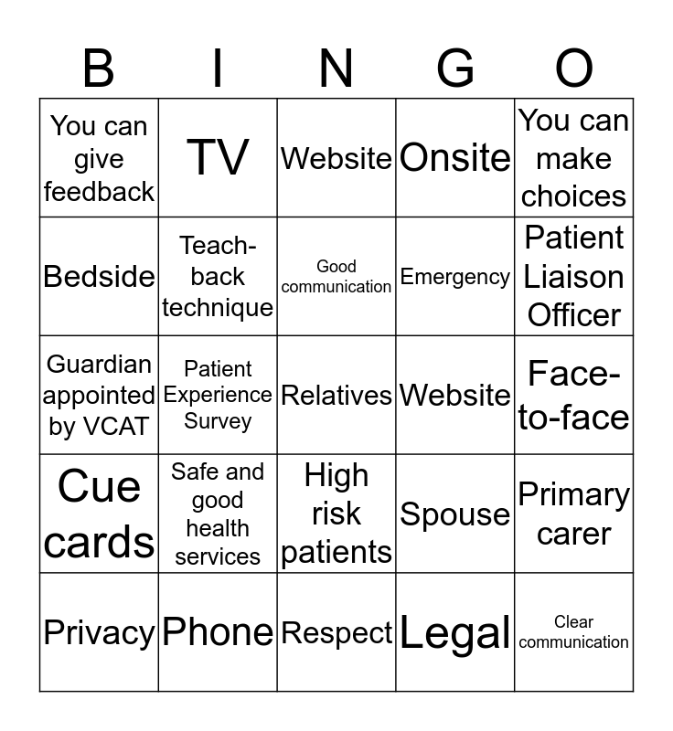 STANDARD 2 Bingo Card
