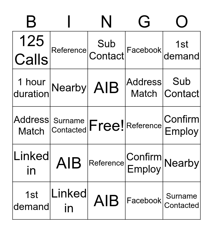 Collections BINGO Card