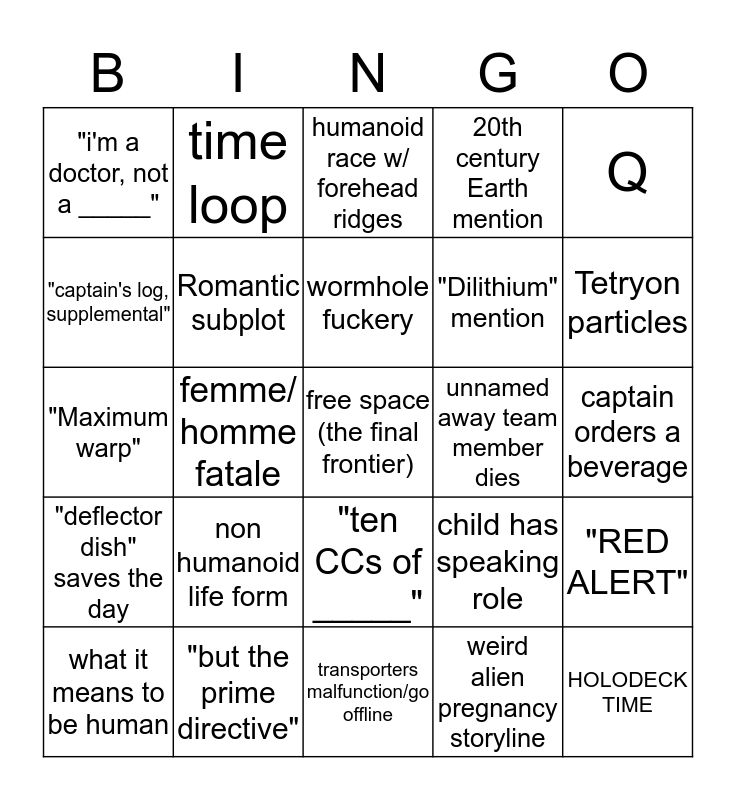 Star Trek Bingo Card