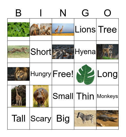 Wild Animals Bingo Card
