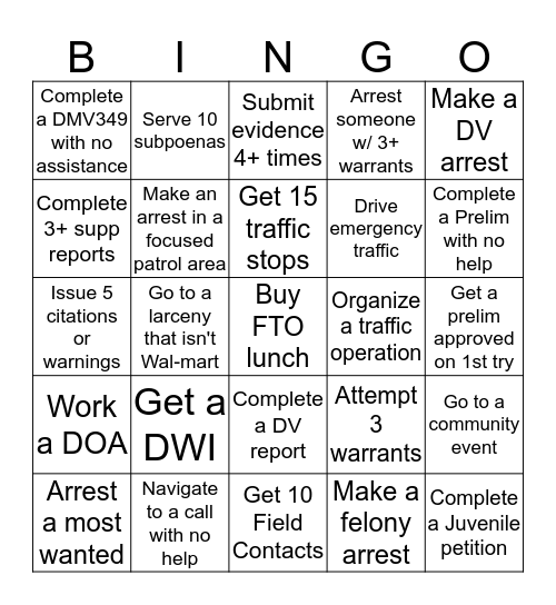 Phase 2 Bingo Bingo Card