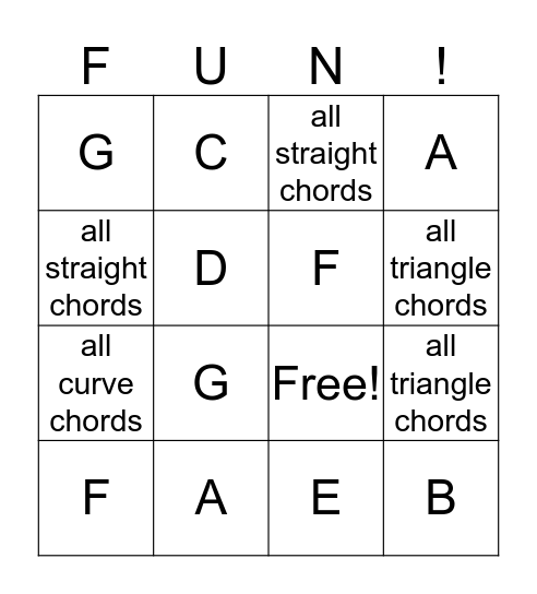 White Note Chords Bingo Card