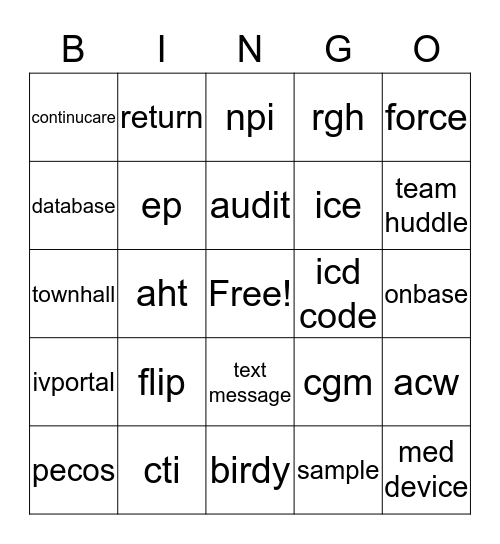 BUZZ WORD Bingo Card
