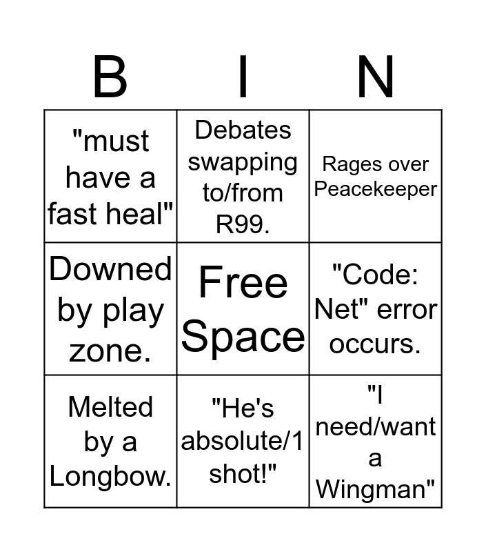 Twitch Stream Bingo Card