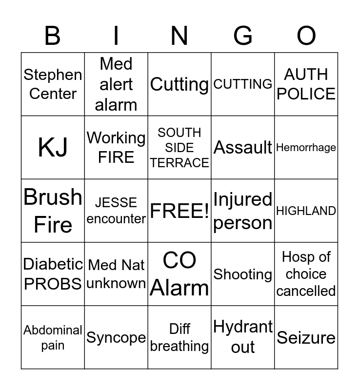 STATION 31 Bingo Card