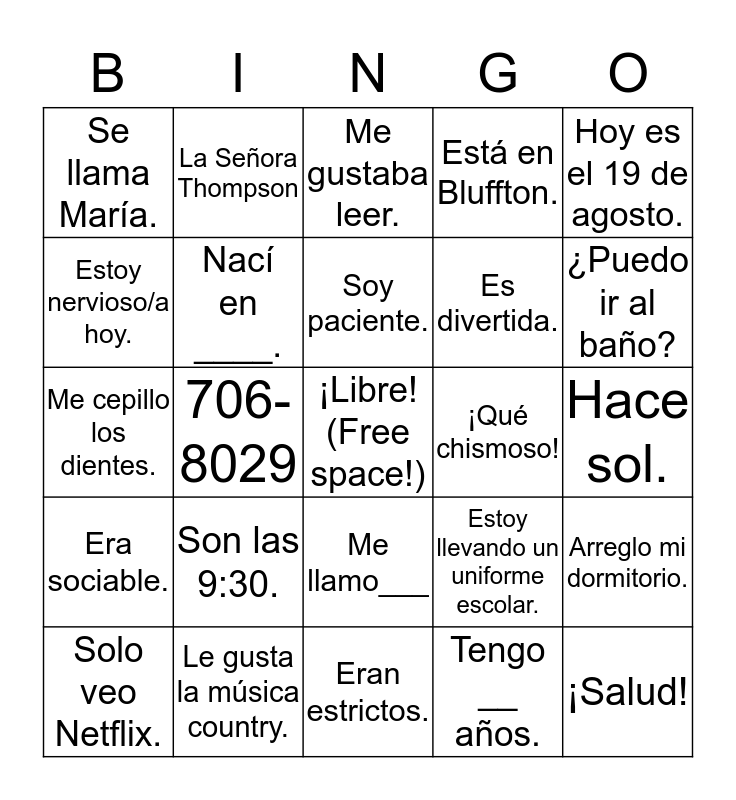 ¡El regreso al cole! Bingo Card