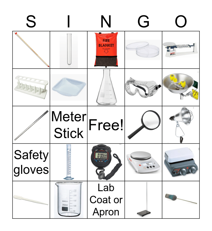 Lab Equipment "S-INGO" Bingo Card