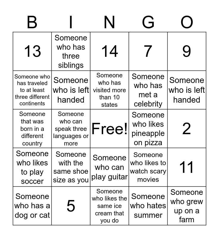 The Next Step Bingo Card
