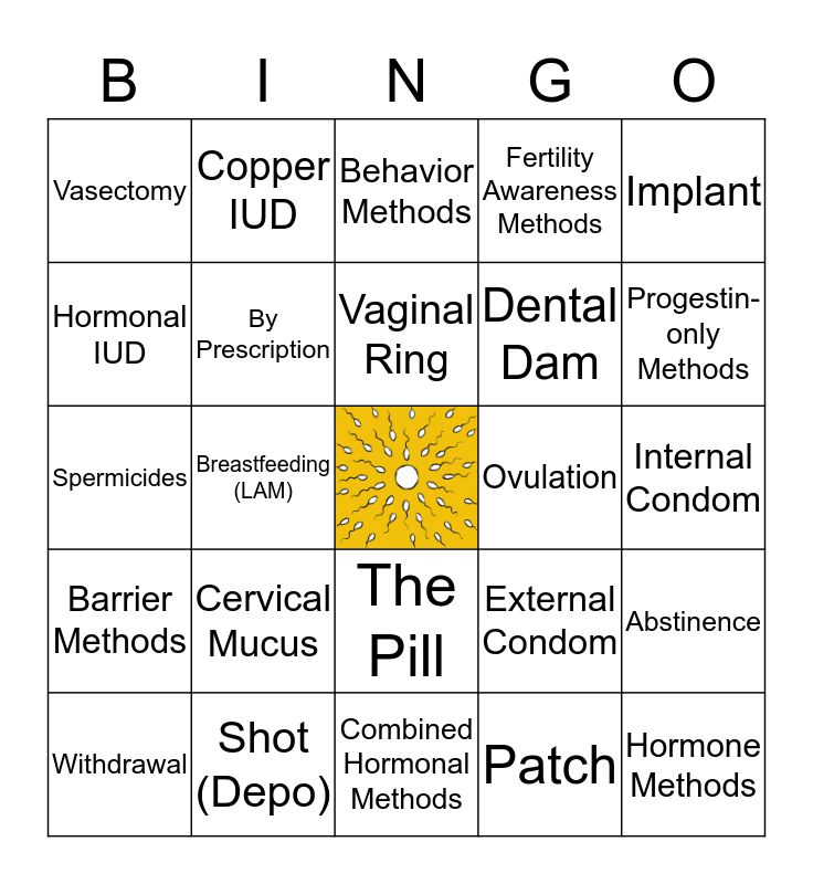 Basics of Birth Control Bingo Card