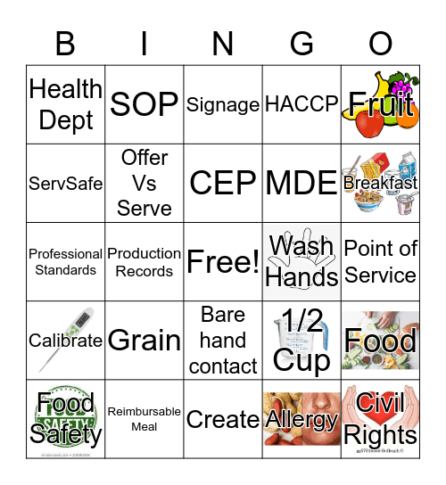Food Service Bingo Bingo Card
