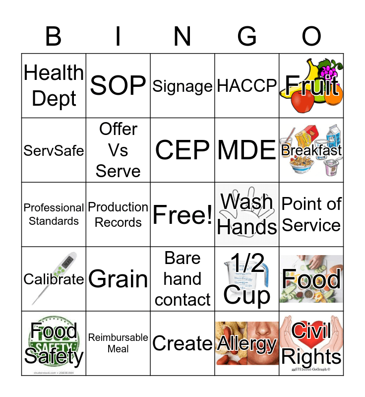 Food Service Bingo Bingo Card