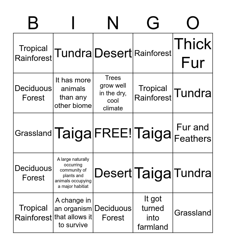 BIOMES Bingo Card