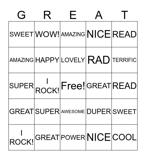 I AM A READER ,I AM AWESOME,I AM SUPERB! Bingo Card