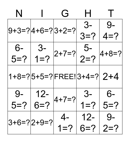 Nocturnal Animal Bingo Card