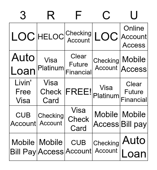 3 Rivers Federal Credit Union Bingo Card