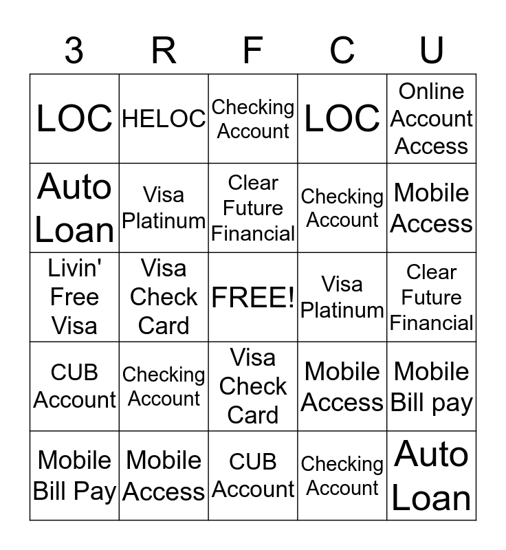 3 Rivers Federal Credit Union Bingo Card