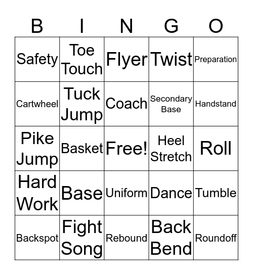 Cheer Bingo Card